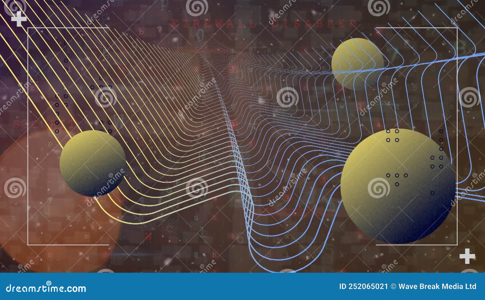 No People Animation Digital Screen Sphere Wave Virus Warning Interface ...