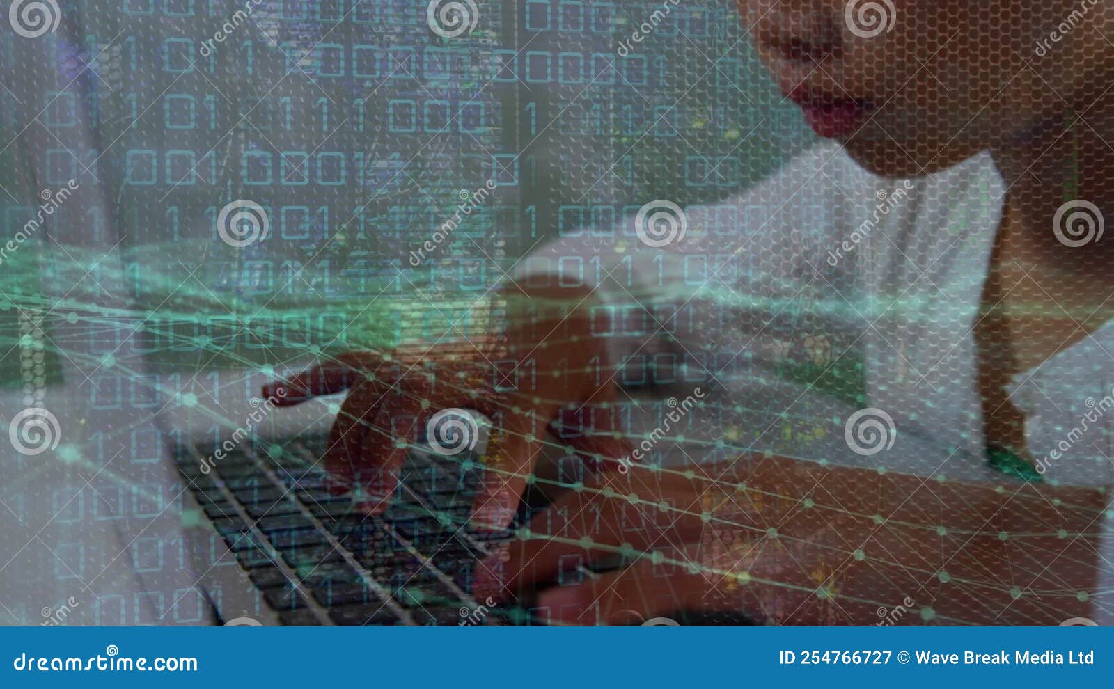 Animation of Digital Wave and Binary Coding Over Asian Girl Using ...