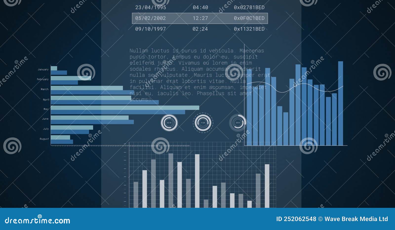 Animation of Diverse Graphs and Financial Data on Black Background ...