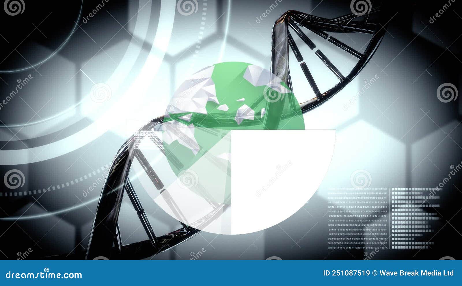No People Animation Dna Globe Data Processing Hexagon Grey Background ...