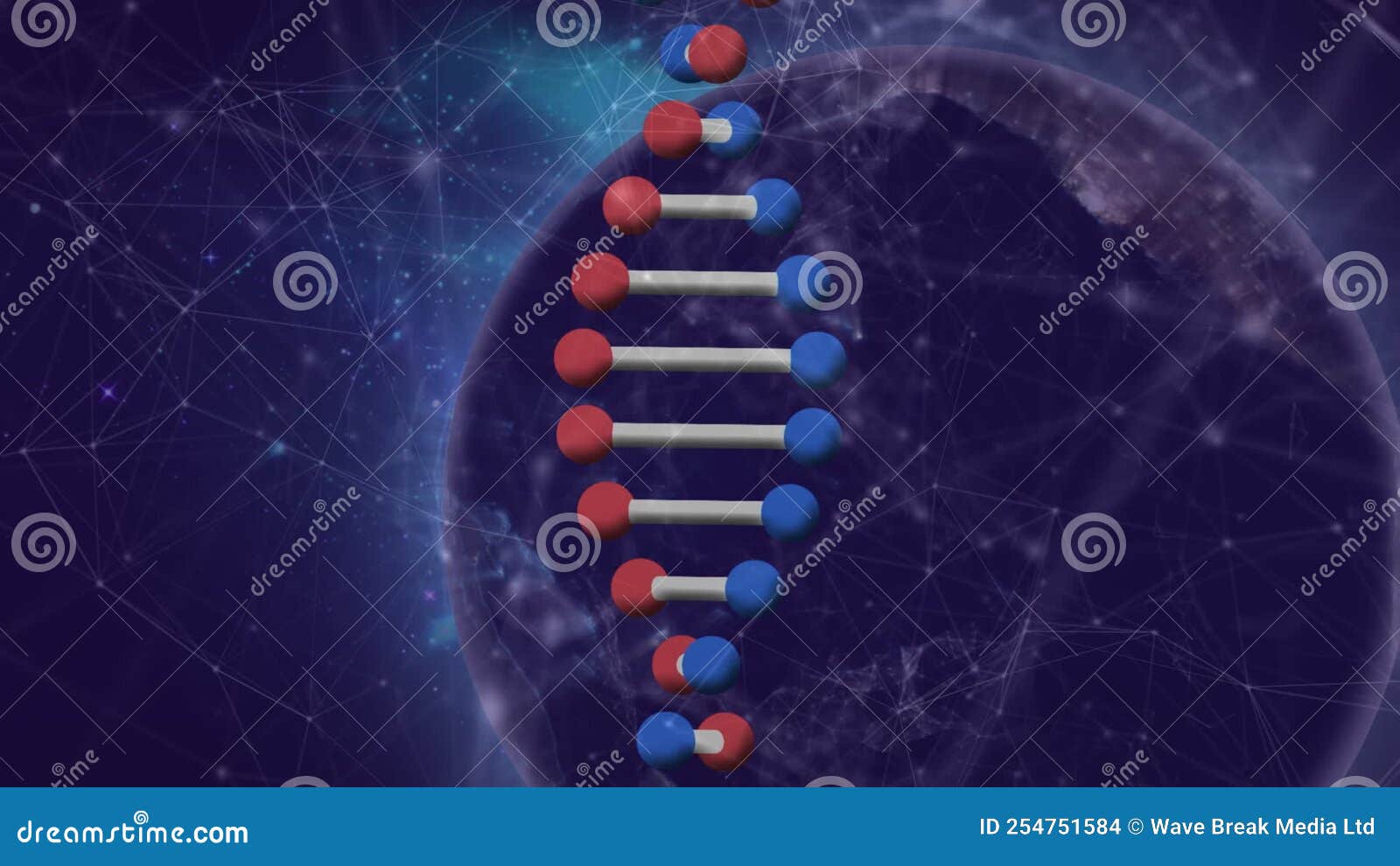 Animation of Dna Rotating Over Connecting Dots with Globe on Digital ...