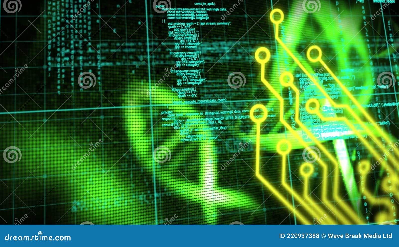 Animation of Dna Strand, Computer Circuit Board and Scientific Data ...