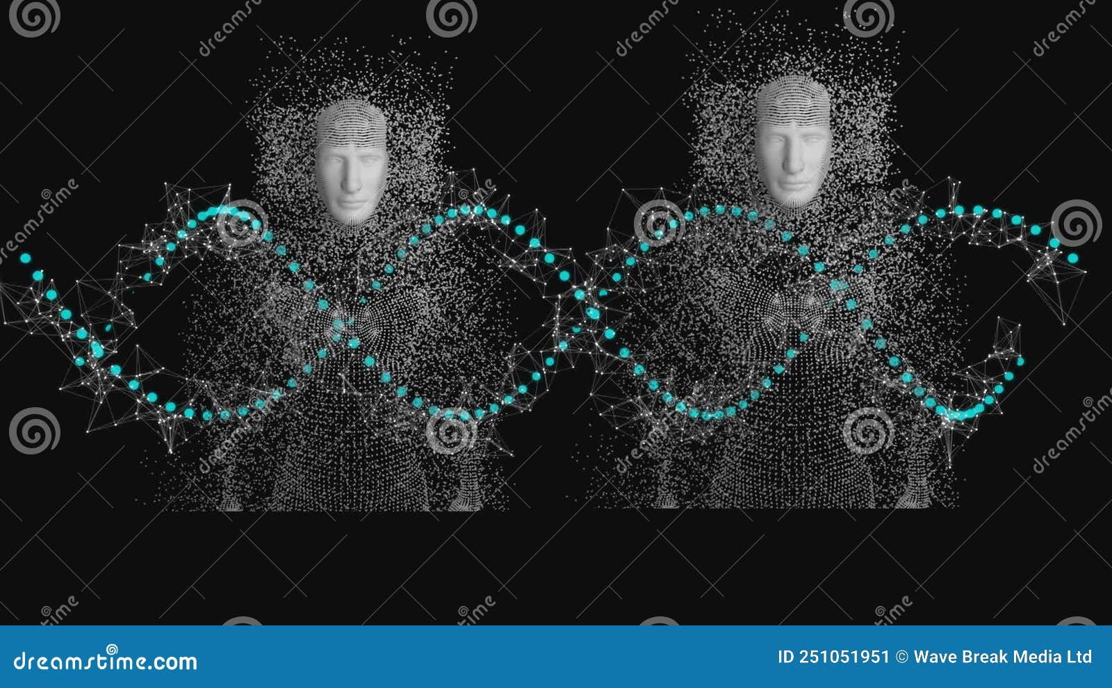 Animation of Dna Strand and Data Processing with Human Bodies Formed ...