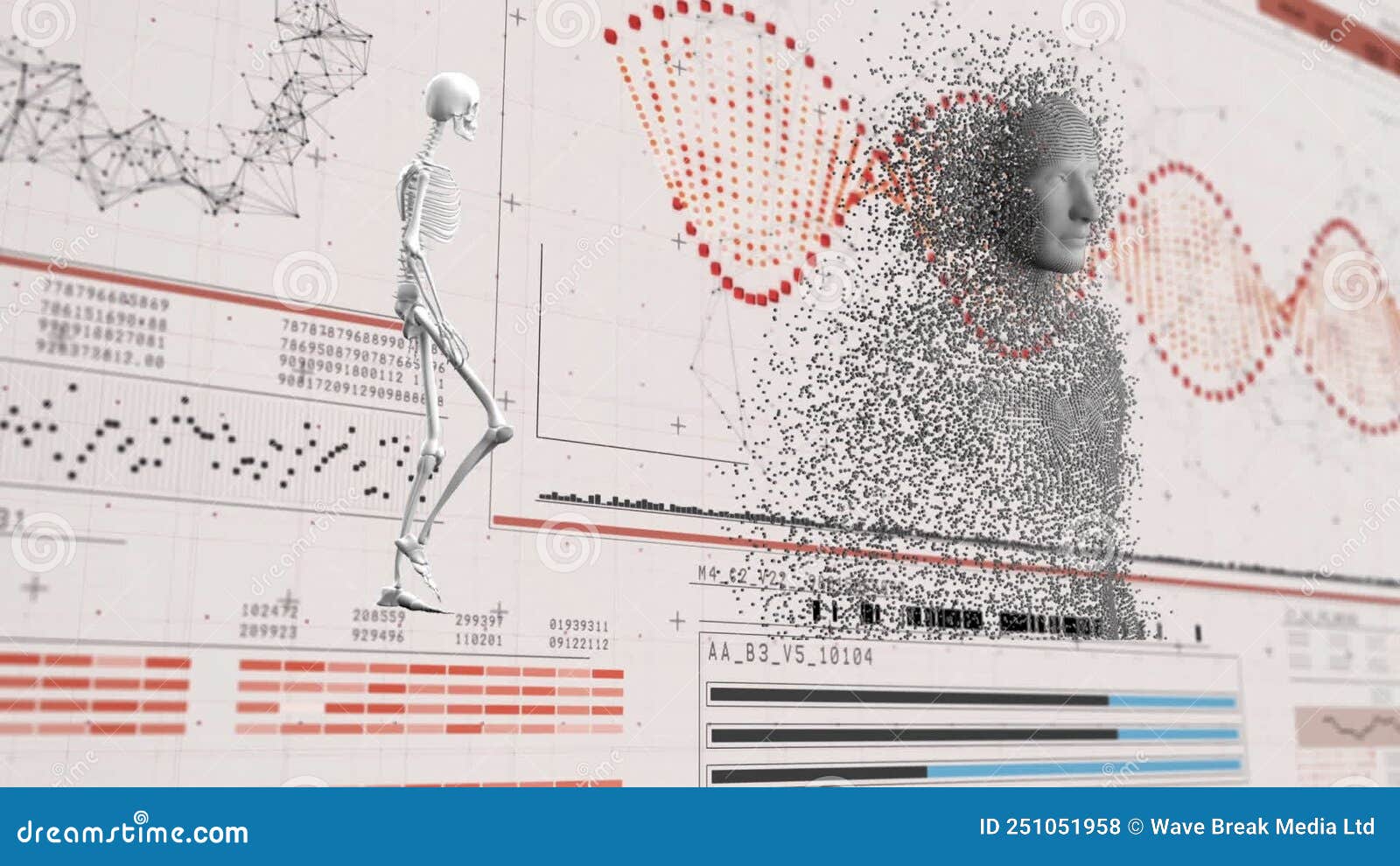 Animation of Dna Strand and Data Processing with Human Body Formed with ...