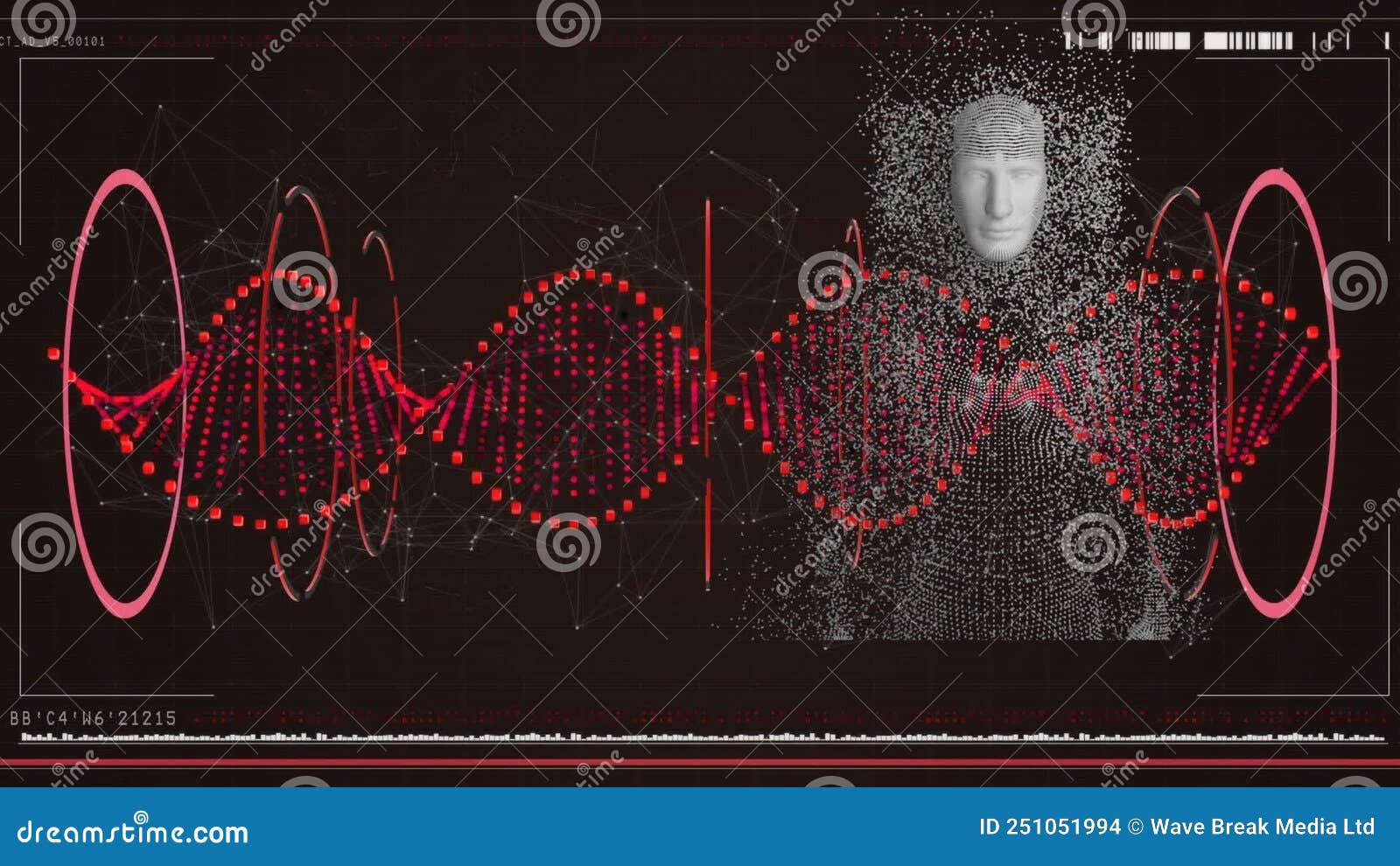 Animation of Dna Strand and Data Processing with Human Body Formed with ...