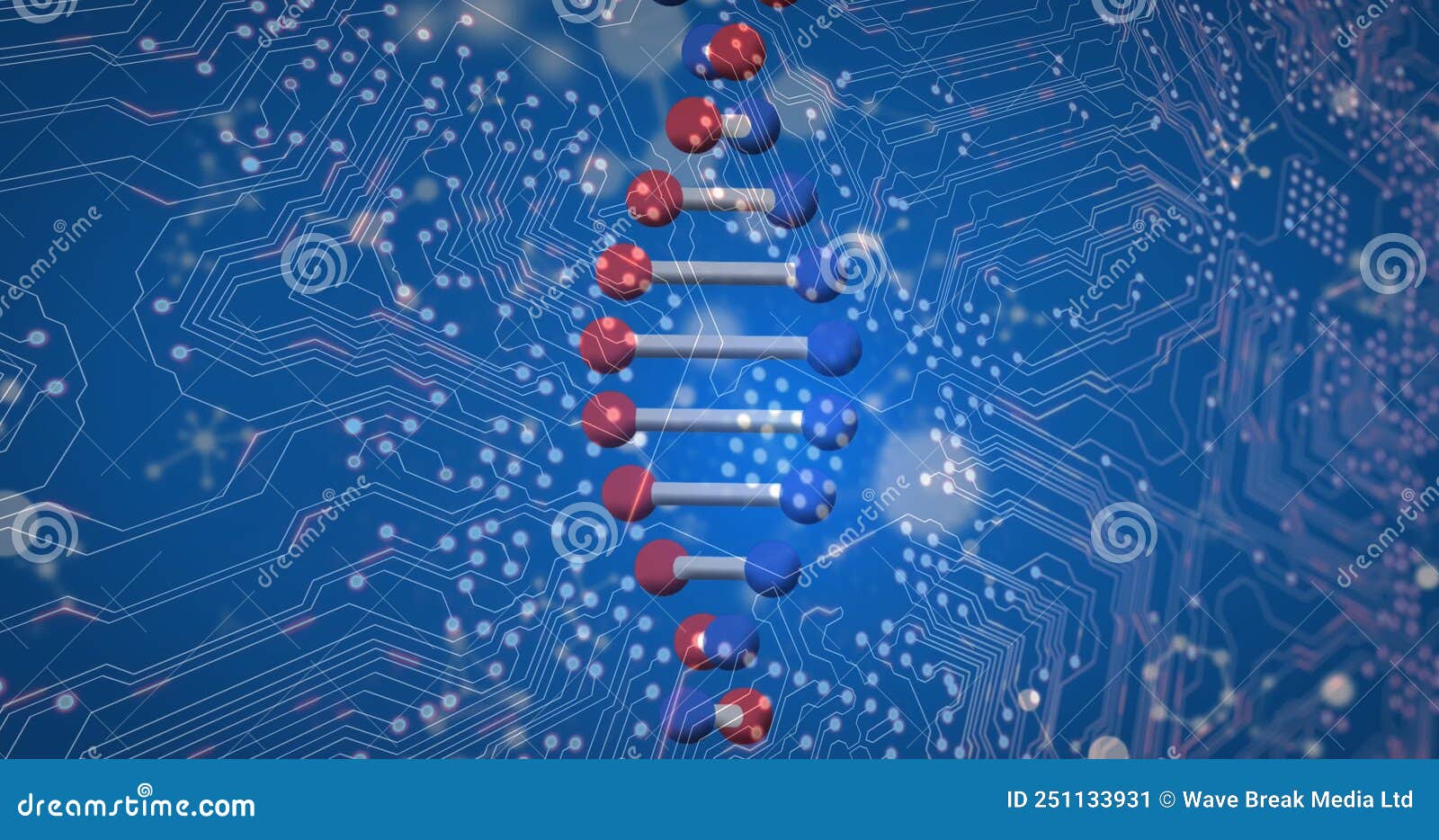 Animation of Dna Strand and Molecules Over Computer Circuit Board on ...
