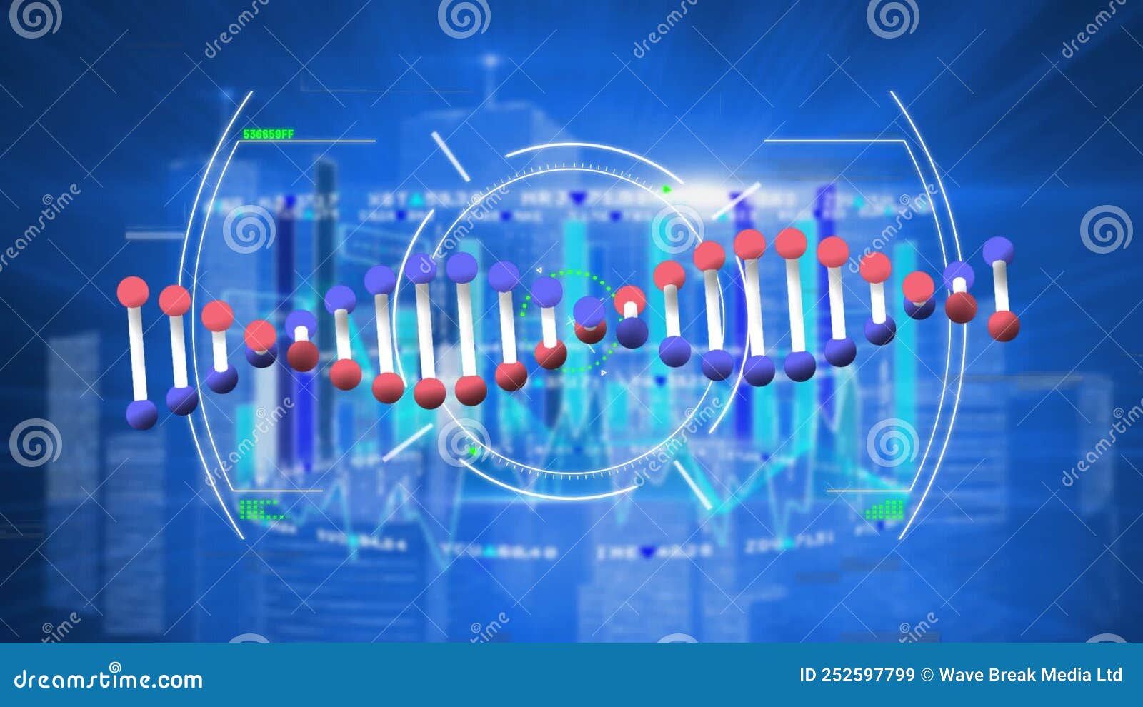 Animation of Dna Strand Over Scope Scanning and Statistics Processing ...