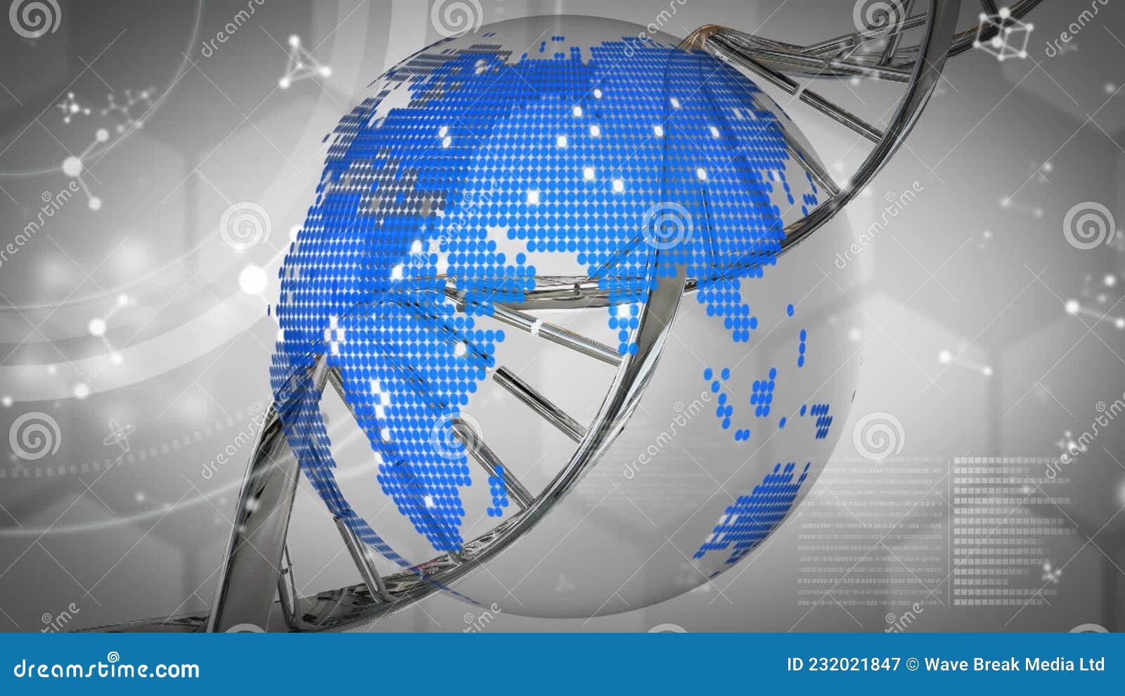 Animation of Dna Strand Spinning and Molecules Over Globe Stock Video ...