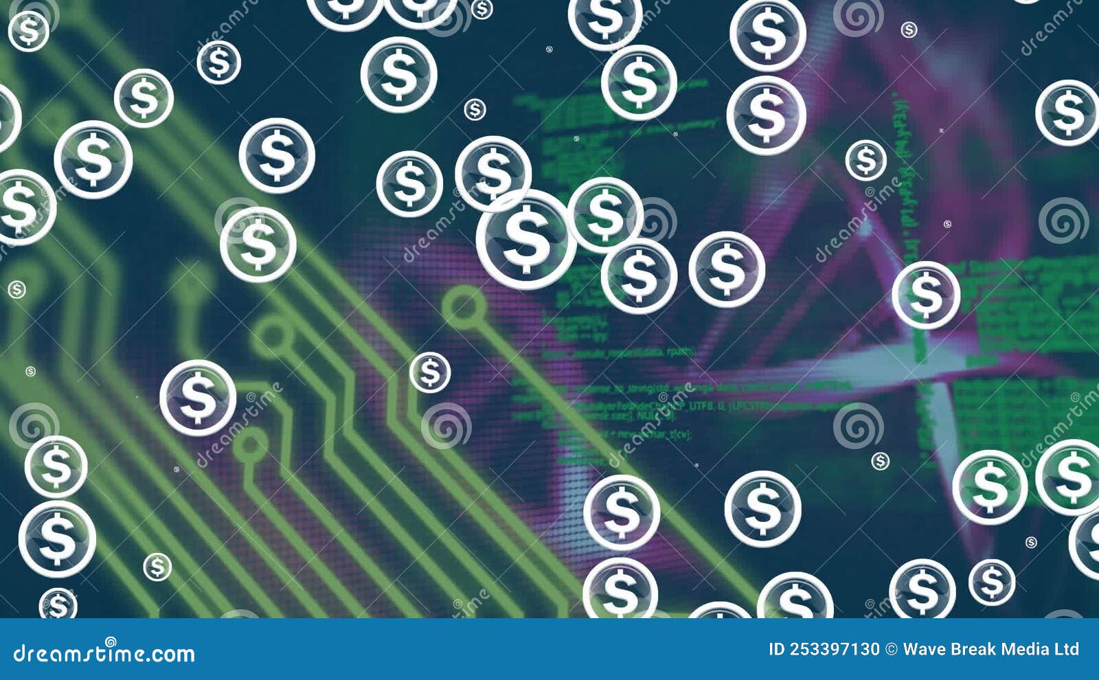 Animation of Dollar Symbols and Dna Structures Over Microprocessor ...