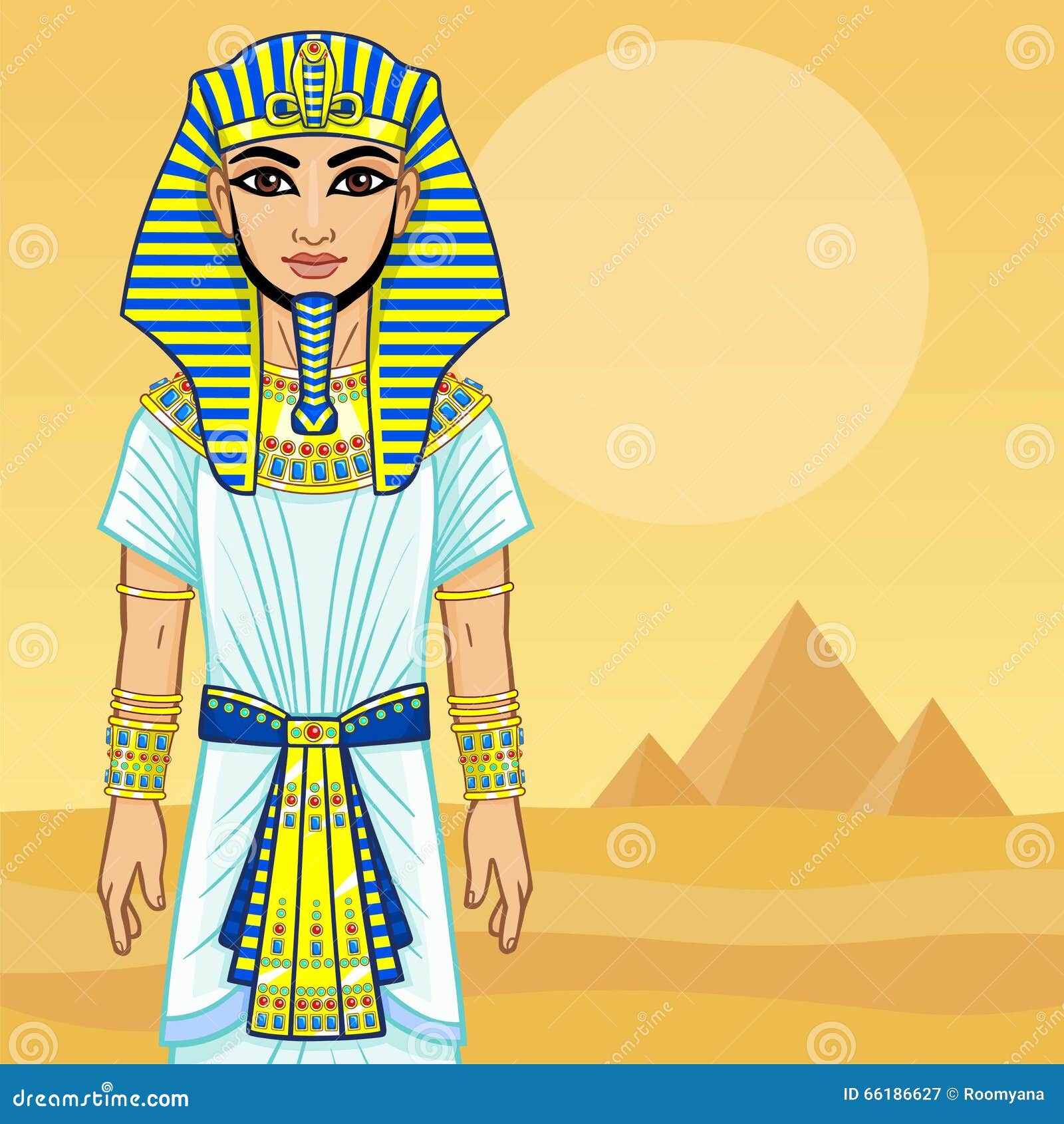 Animation Egyptian Imperial Family In Ancient Clothes. Full Growth ...