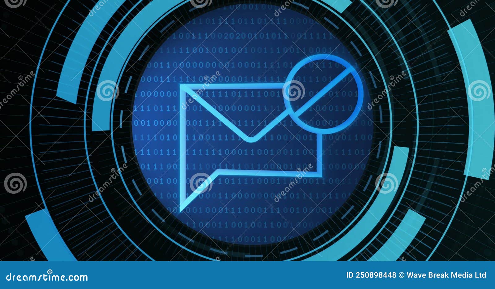 Animation of Email in Processing Circle on Black Background Stock ...