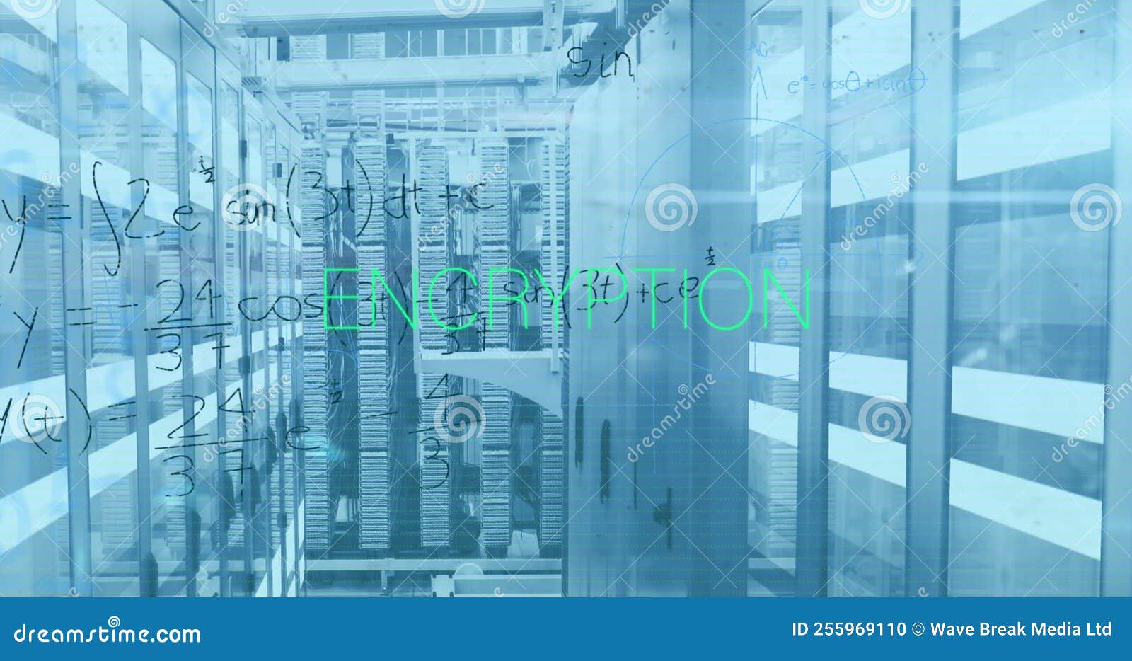 Animation of Encryption Text in Green with Mathematical Equations and ...
