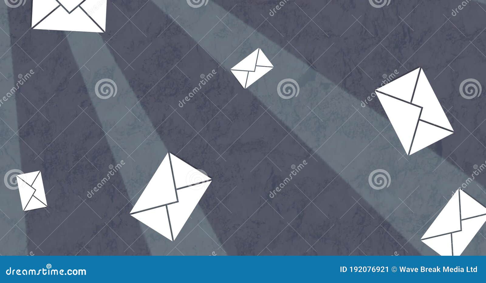 Animation of Envelope Email Icons Falling Over Rotating Grey Stripes ...
