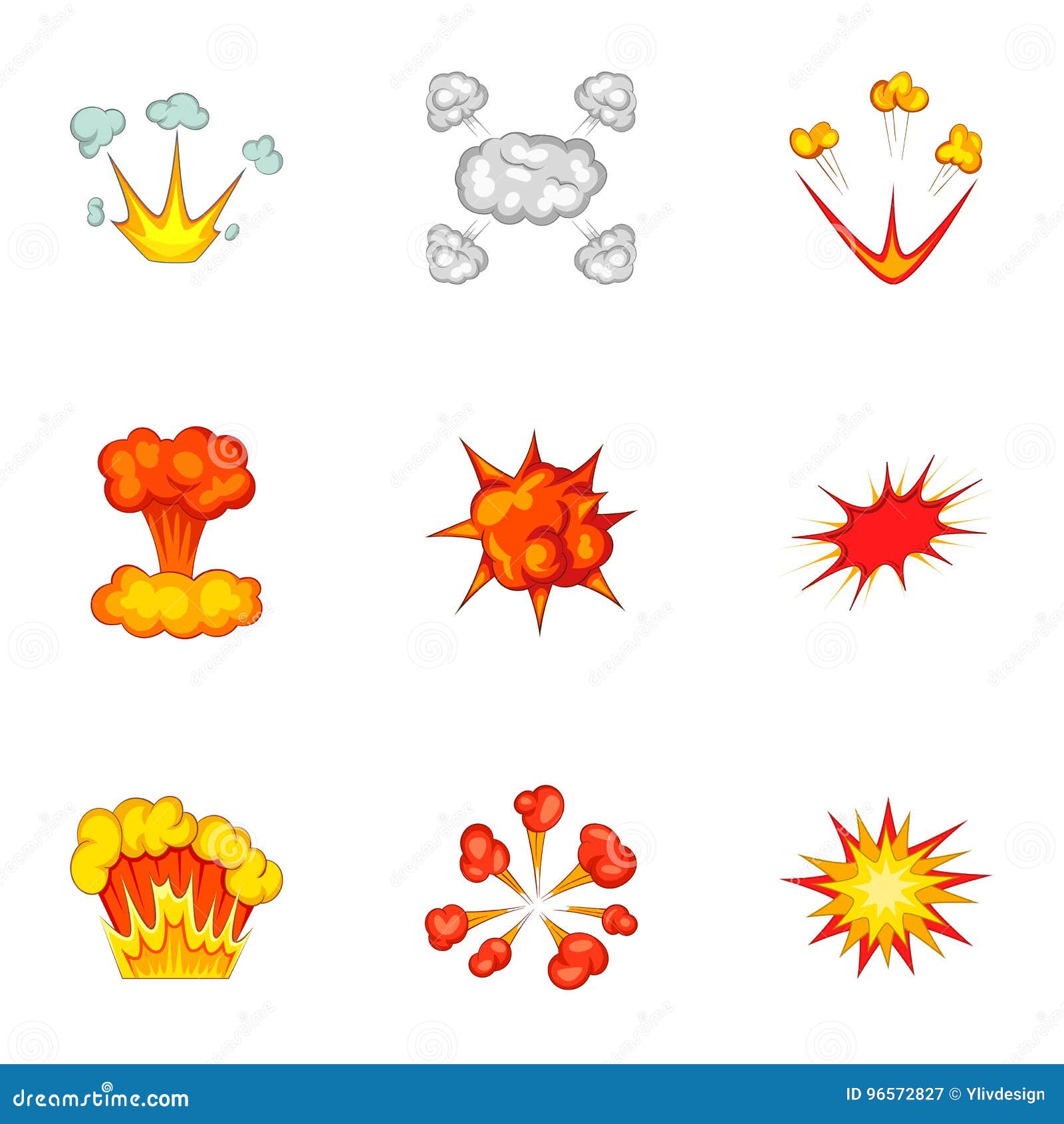 Animation Explosion Icons Set, Cartoon Style Stock Vector ...