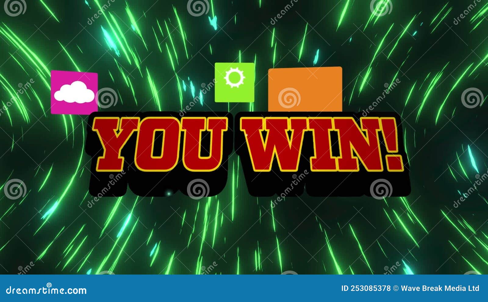 Animation of Explosive Shape with You Win Text and Computer Icons ... Animation of Explosive Shape with You Win Text and Computer Icons ...