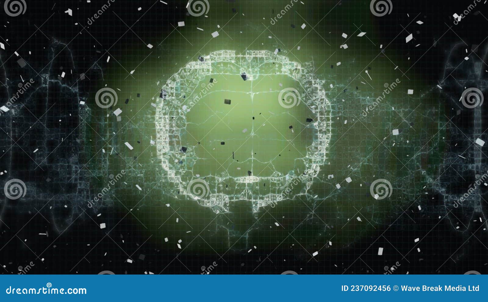 Animation of Falling Confetti Over Spinning Brain Stock Footage - Video ...