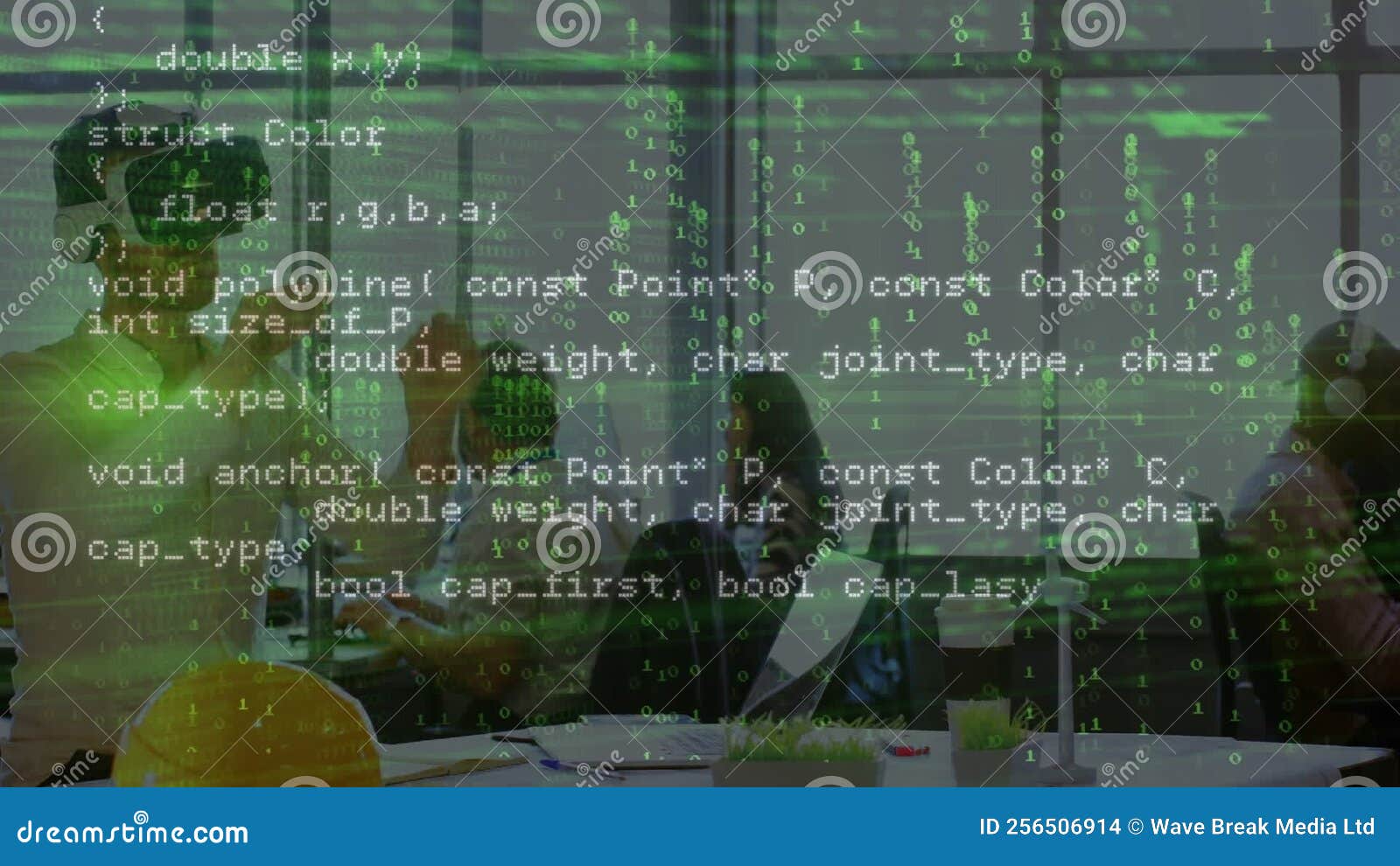 Animation of Falling Data Processing Over Businessman Using Vr Headset ...