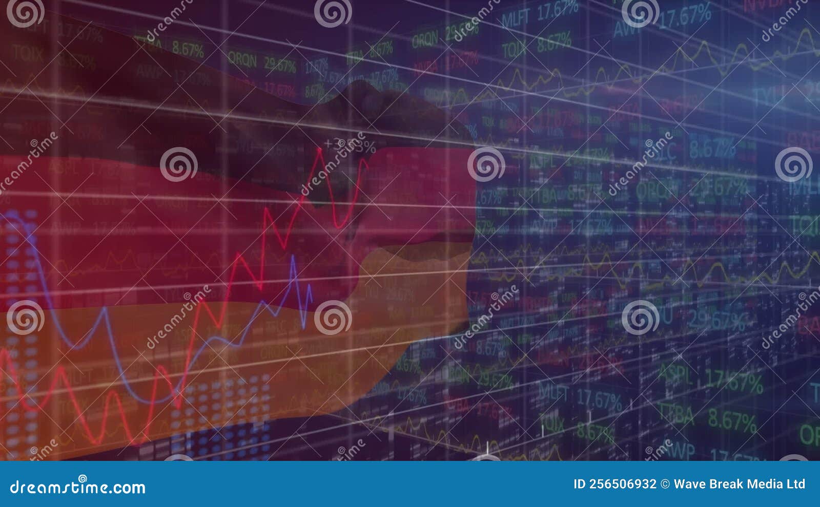 Animation of Falling Data Processing Over Waving German Flag Stock ...