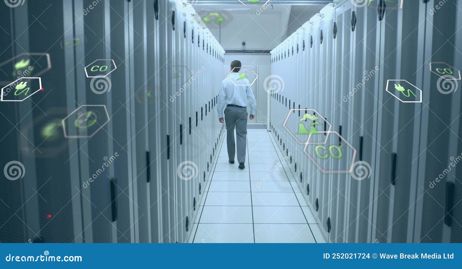 Animation of Falling Icons Over Server Room Stock Footage - Video of ...