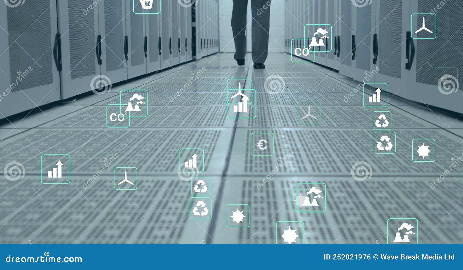 Animation of Falling Icons Over Server Room Stock Footage - Video of ...