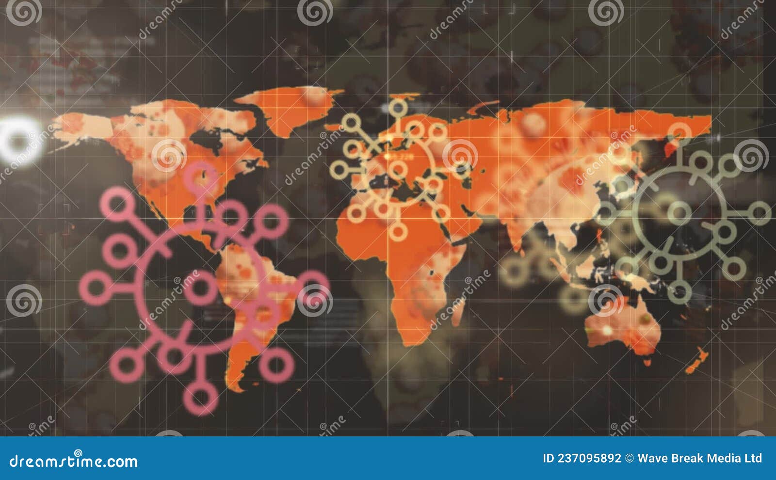 No People Animation Falling Multiple Covid Cell World Map Black ...
