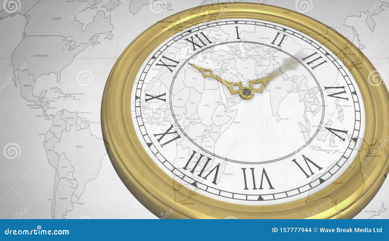 Fast Moving Clock and World Map Stock Footage - Video of animation ...