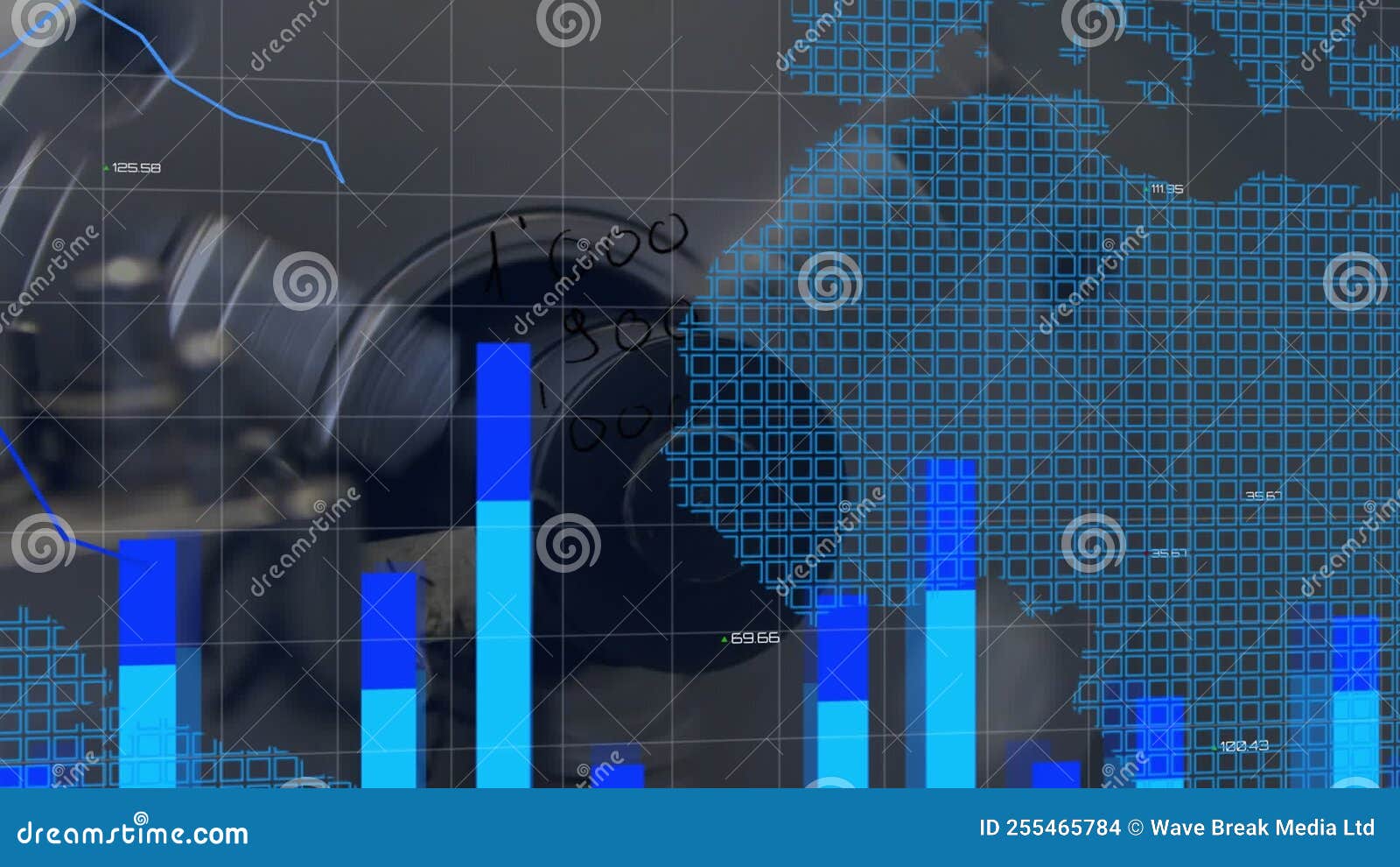 Animation of Financial Data Processing and World Map Over Spinning Circle Stock Footage - Video ...