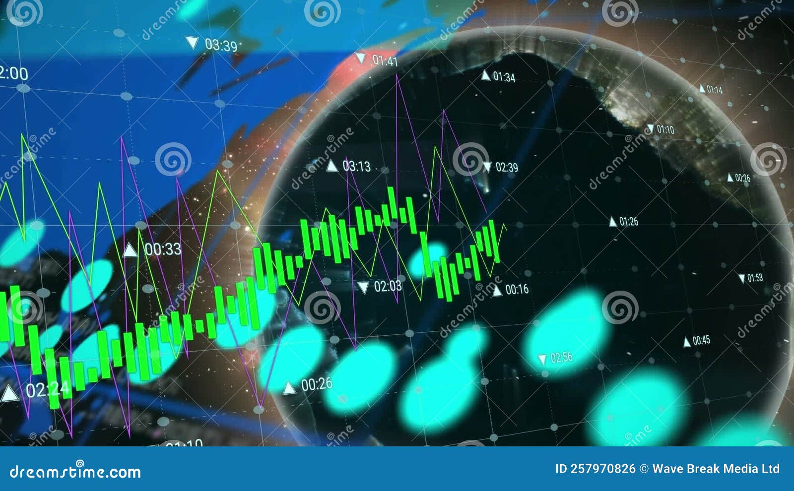 Animation of Financial Graphs and Data Over Globe Stock Footage - Video ...