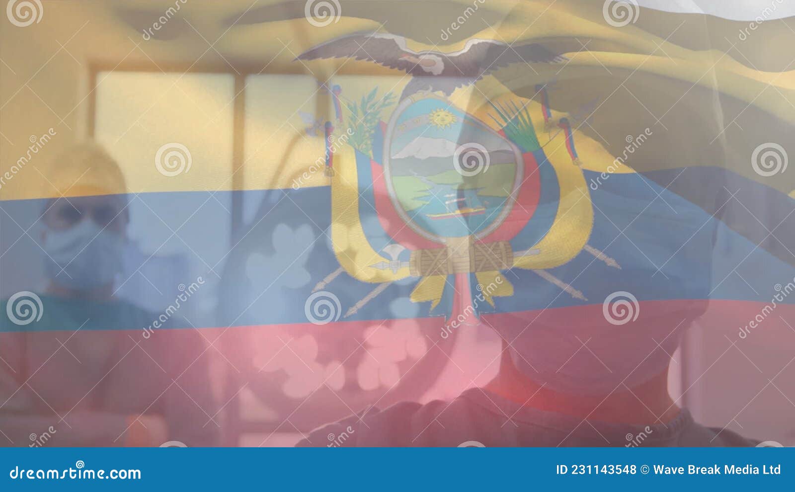 Animation of Flag of Equador Waving Over Surgeons in Operating Theatre ... Animation of Flag of Equador Waving Over Surgeons in Operating Theatre ...