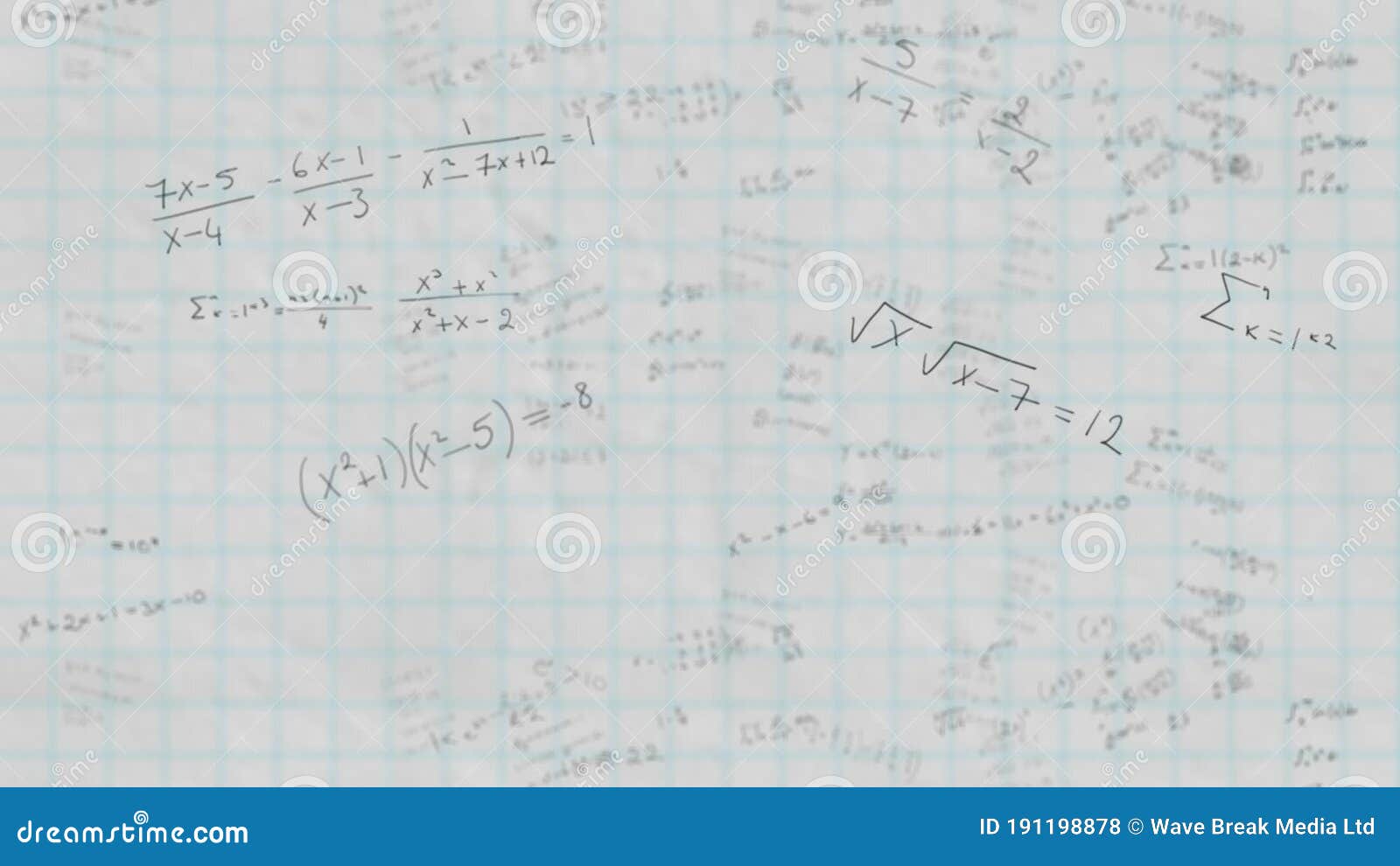 Mathematical Equations Moving Against White Squared Paper Stock Footage ...