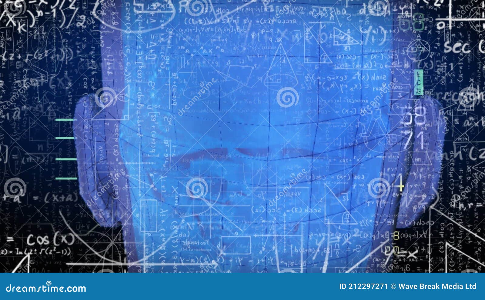 No People Animation Floating Mathematical Equation Model Human Head ...