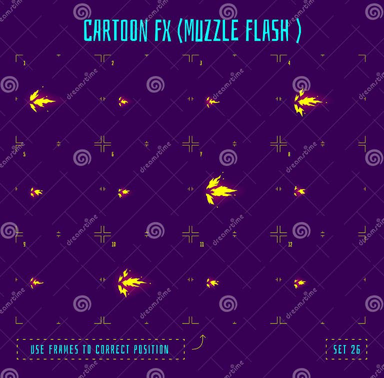 Animation Frames or Muzzle Flash Sprites Stock Vector - Illustration of ...