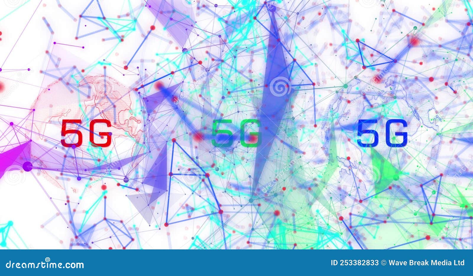 Animation of 5g Over Globes, Connections Data and Digital Screen Stock ...