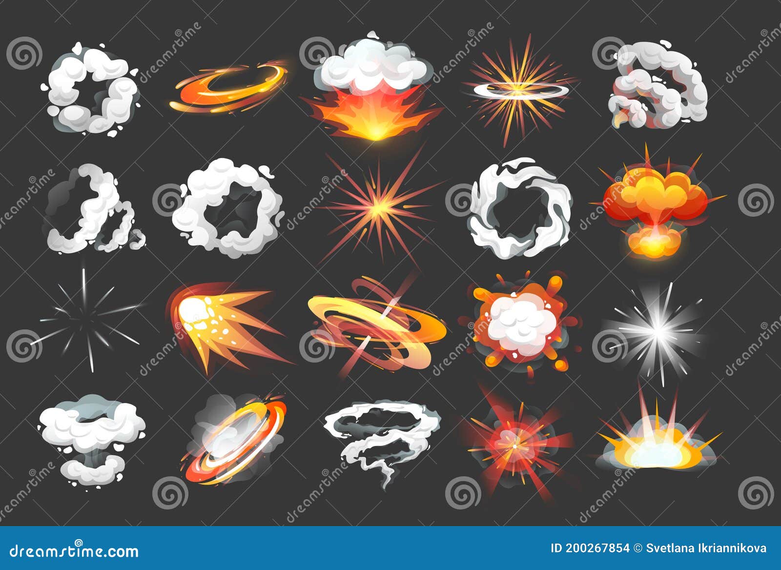 Animation for Game Comic Explosion Effect Frames. Energy Explosion ...