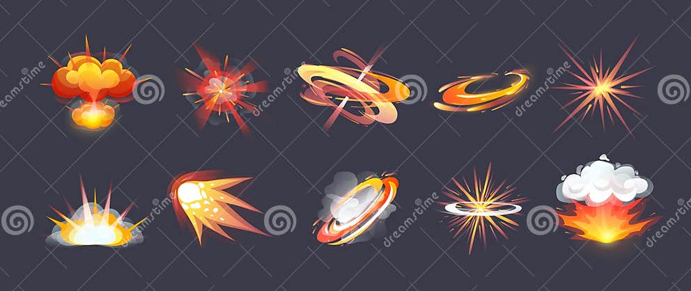 Animation for Game Comic Explosion Effect Frames. Energy Explosion ...