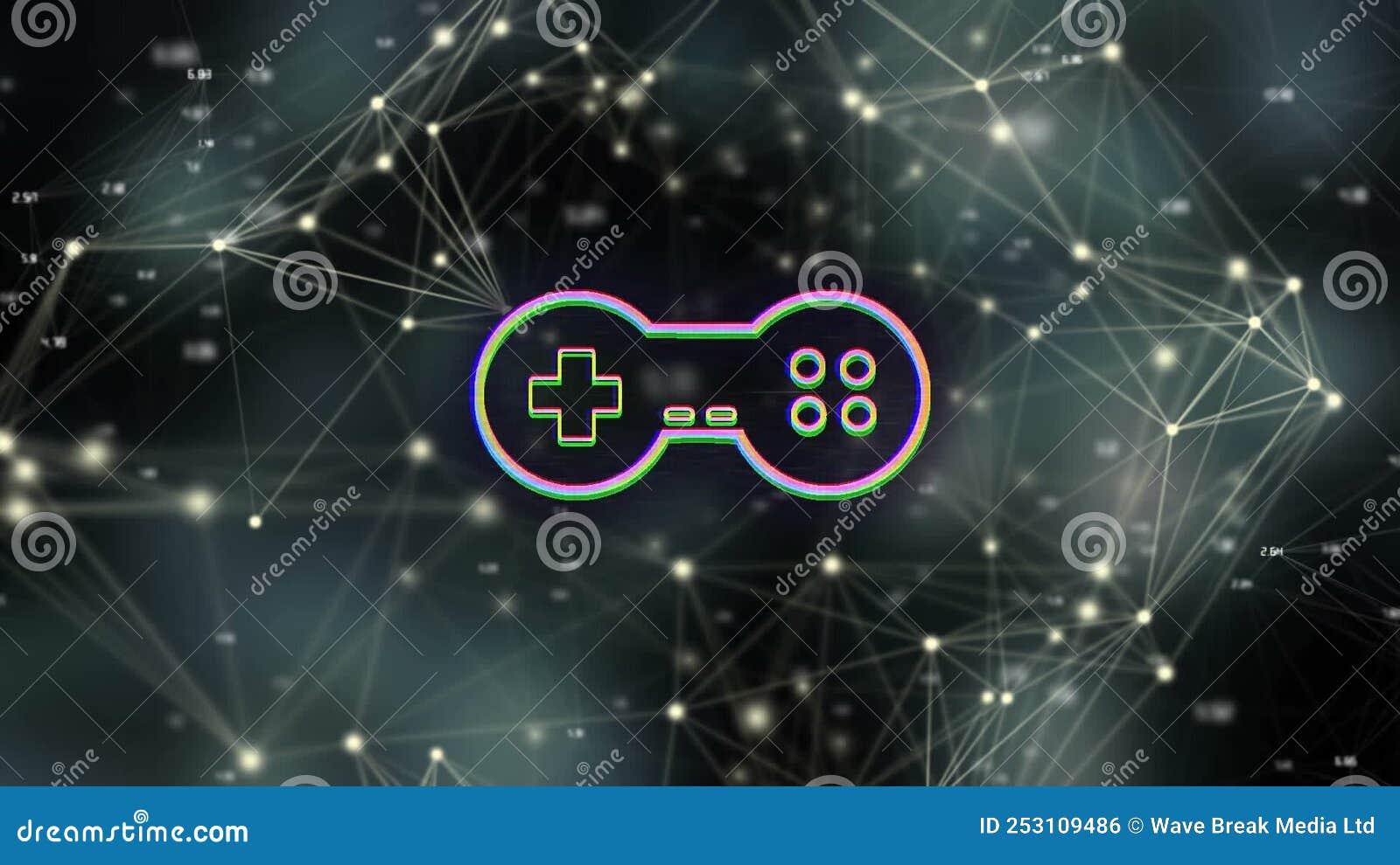 Animation of Game Controller Icon with Network Connecting Dots on ...