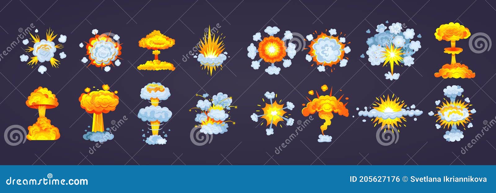 Animation For Game Of Explosion Effect. Frame Comic Animation With ...
