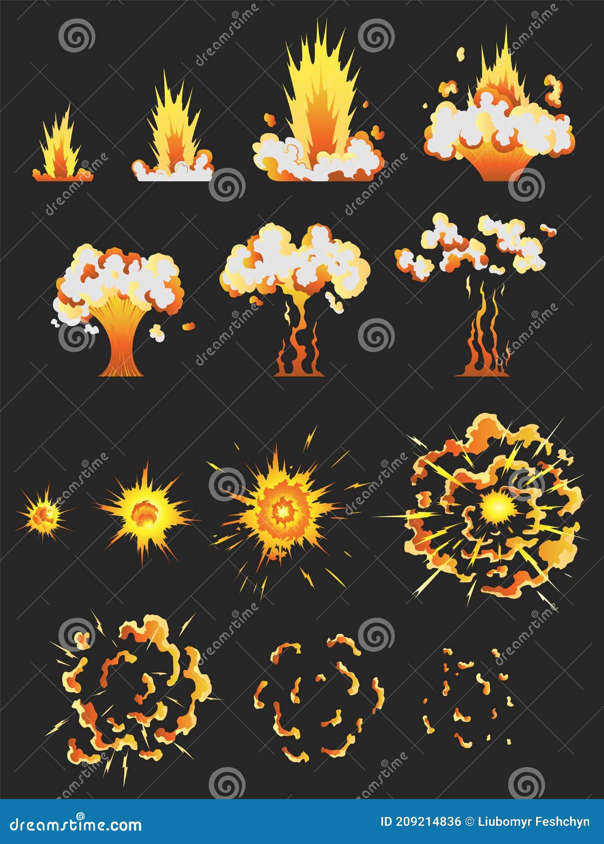 Animation for Game of the Explosion Effect in Separate Frames. Boom ...