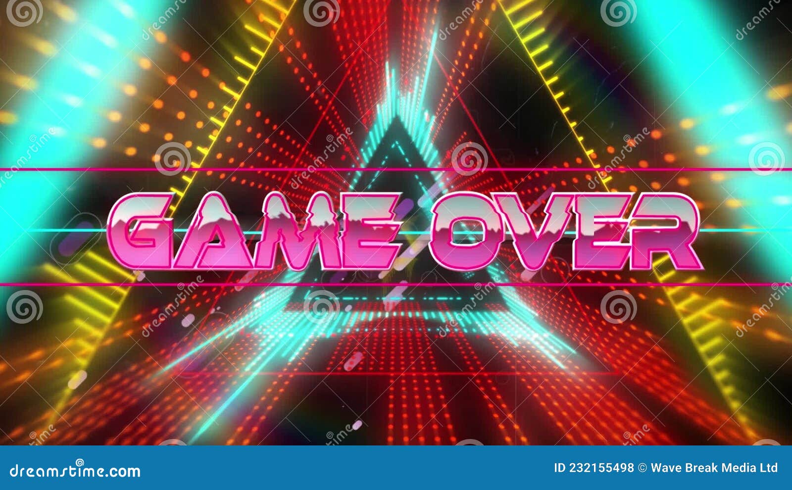 Animation of Game Over in Digital Glowing Abstract Space Stock Footage ...