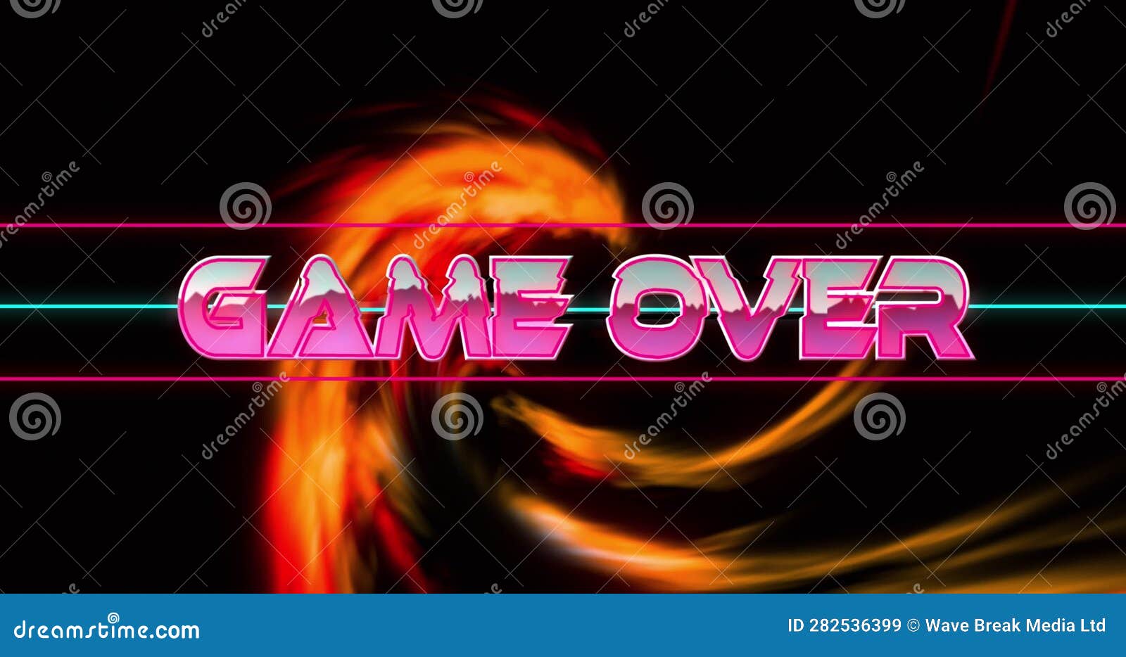 Animation of Game Over Text between Lines Over Circular Wave Pattern ...