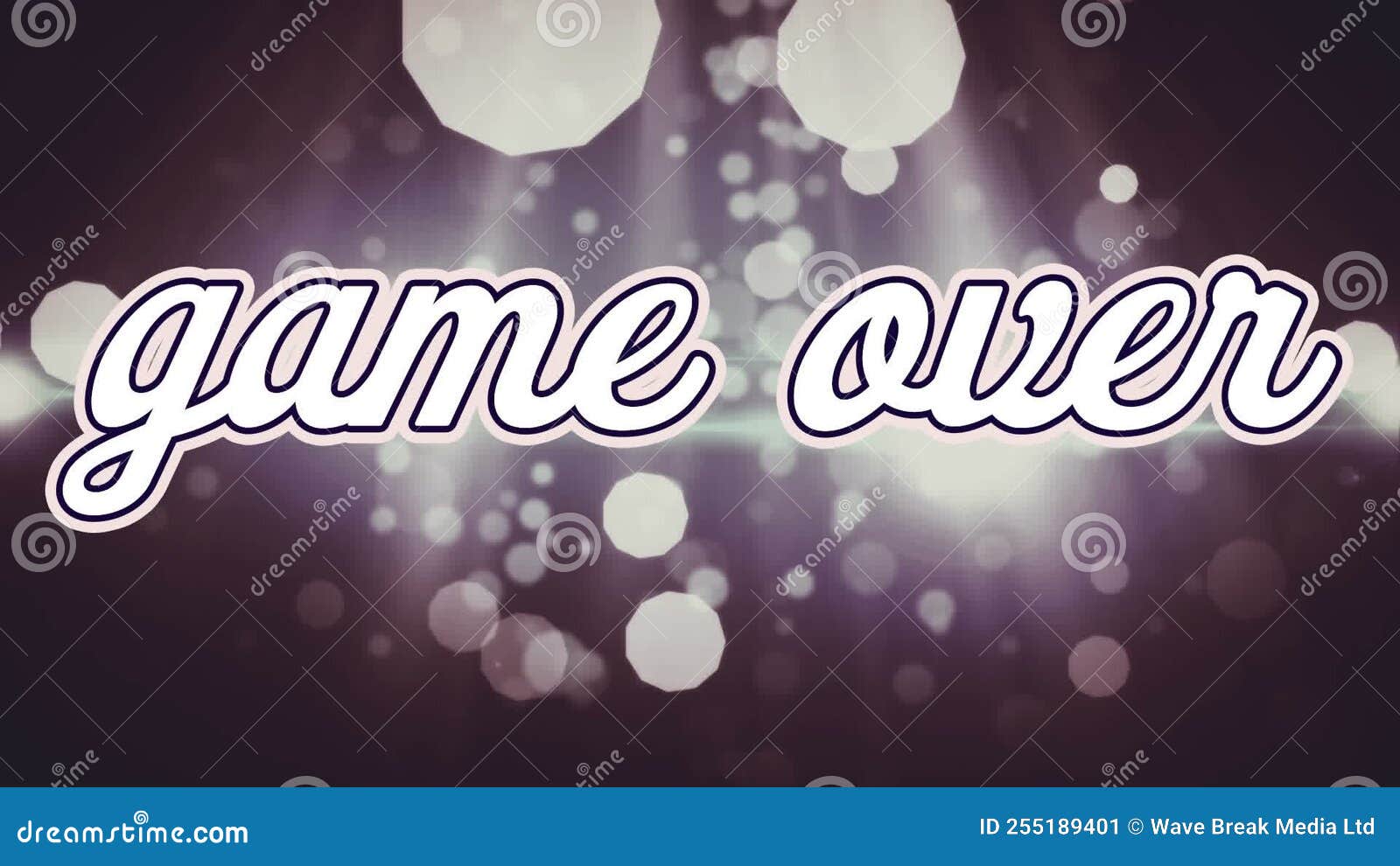 Animation of Game Over White Text Over Multiple White Spots on Purple ...