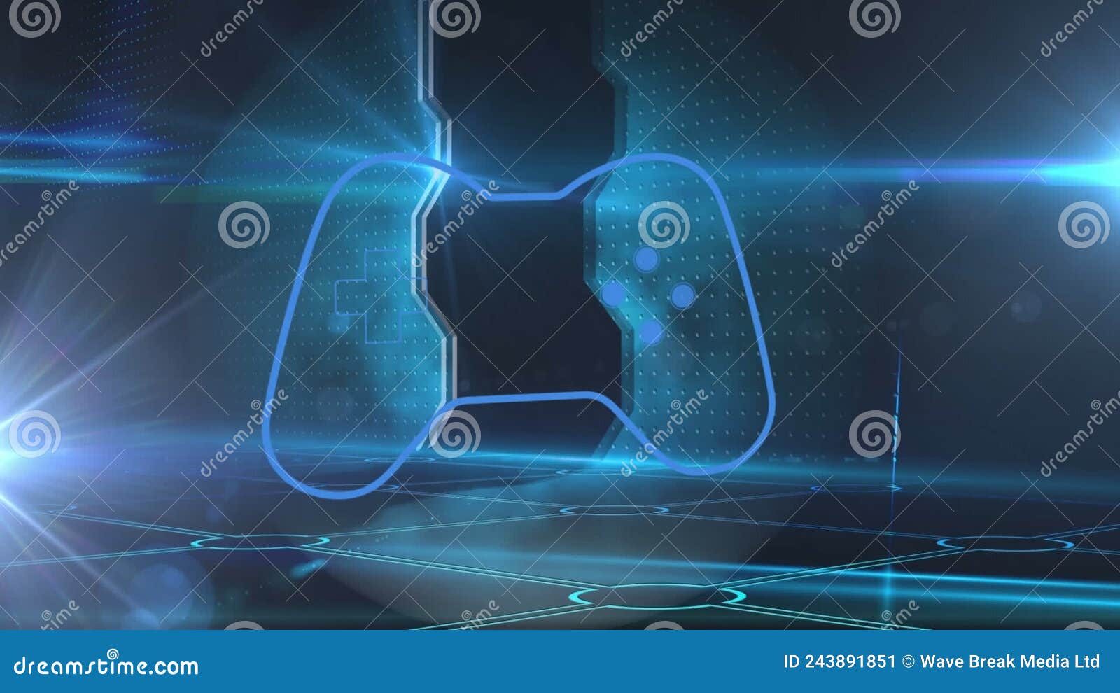 Animation of Game Pad Controller Over Blue Background Stock Video ...
