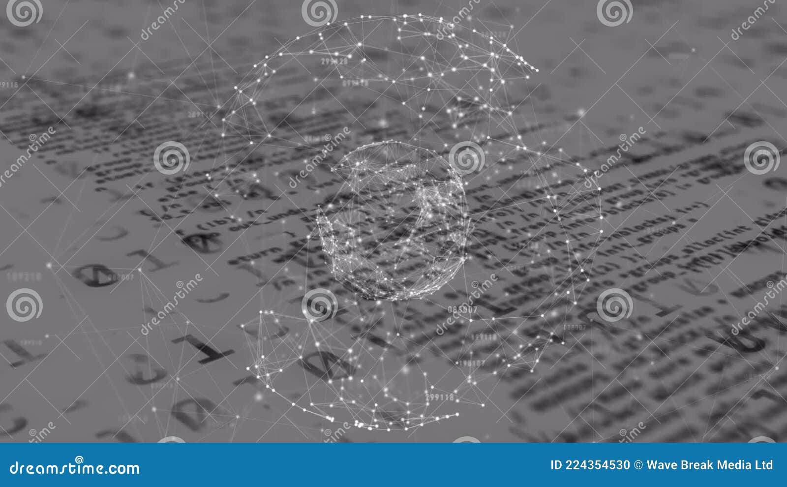 Animation Of Global Network Of Connections Rotating Over Binary Coding And Data Processing Stock
