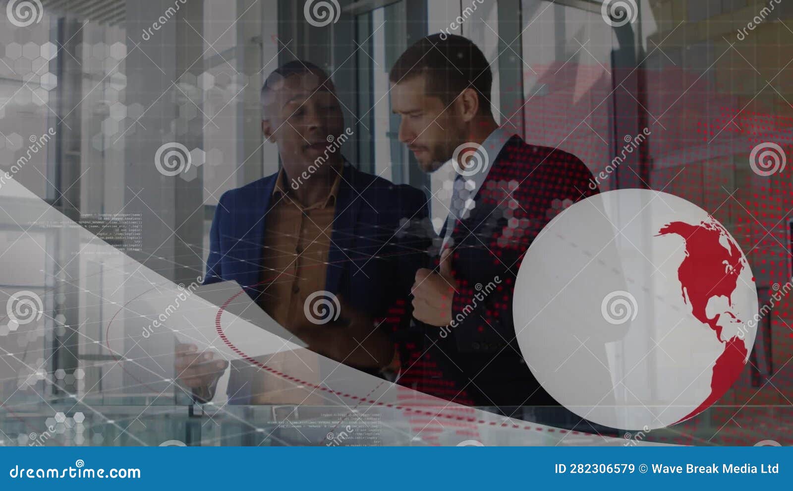 Animation of Globe, Computer Language, Diverse Entrepreneurs Shaking ...