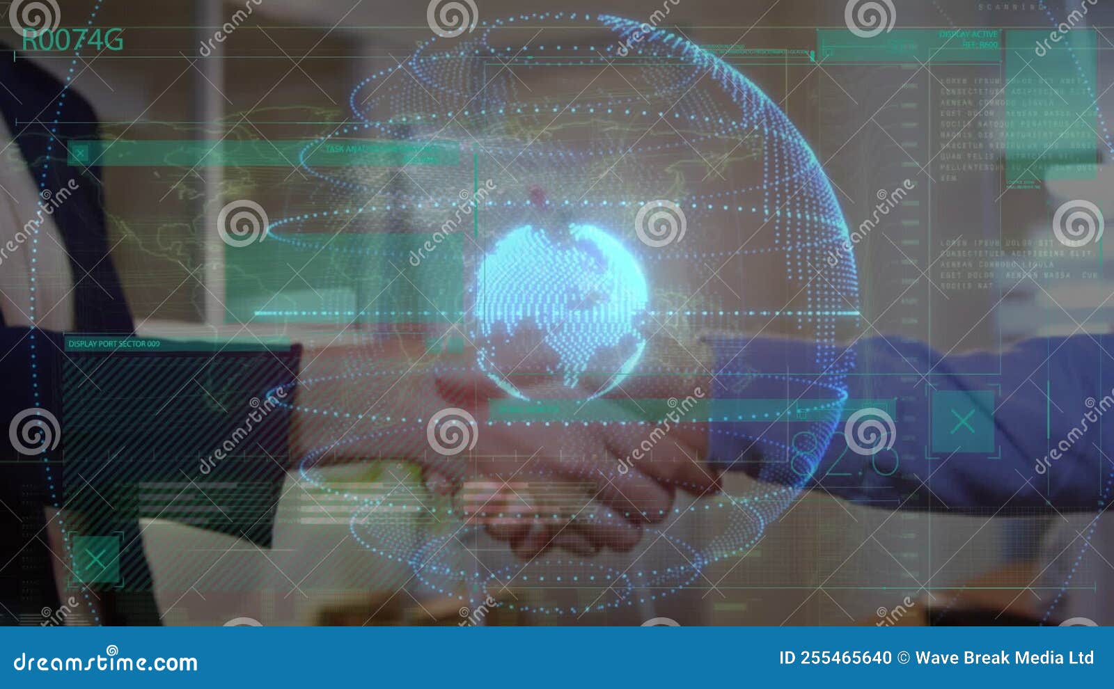 Animation of Globe and Data Processing Over Diverse Business People ...