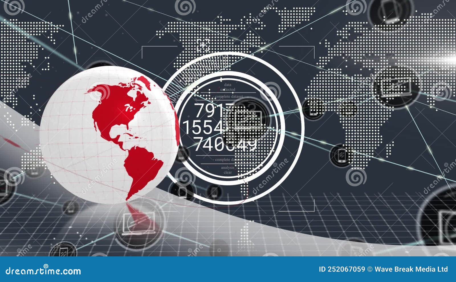 Animation of Globe, Data, World Map and Connections Stock Video - Video ...