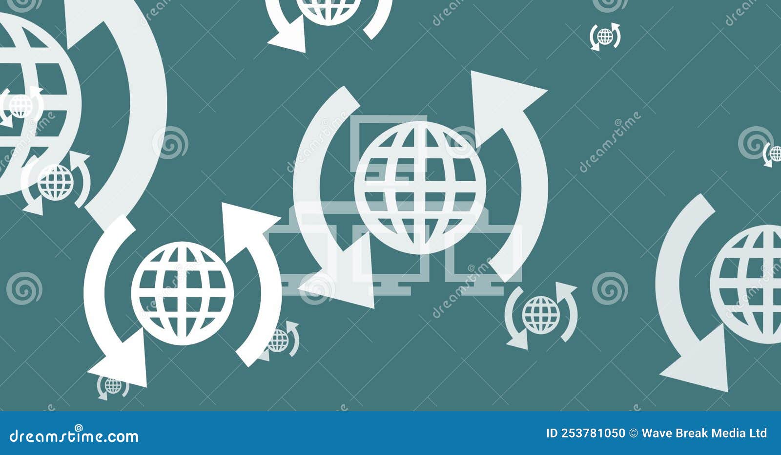 Animation of Globe Icons Over Computers Stock Footage - Video of world ...