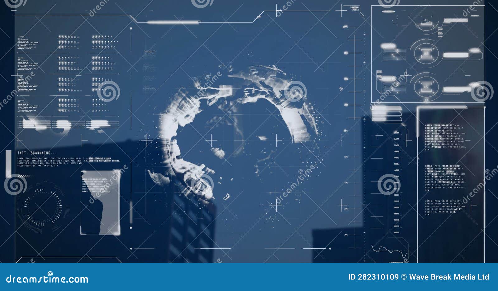 Animation of Globe, Loading Bars and Computer Language Over Modern ...