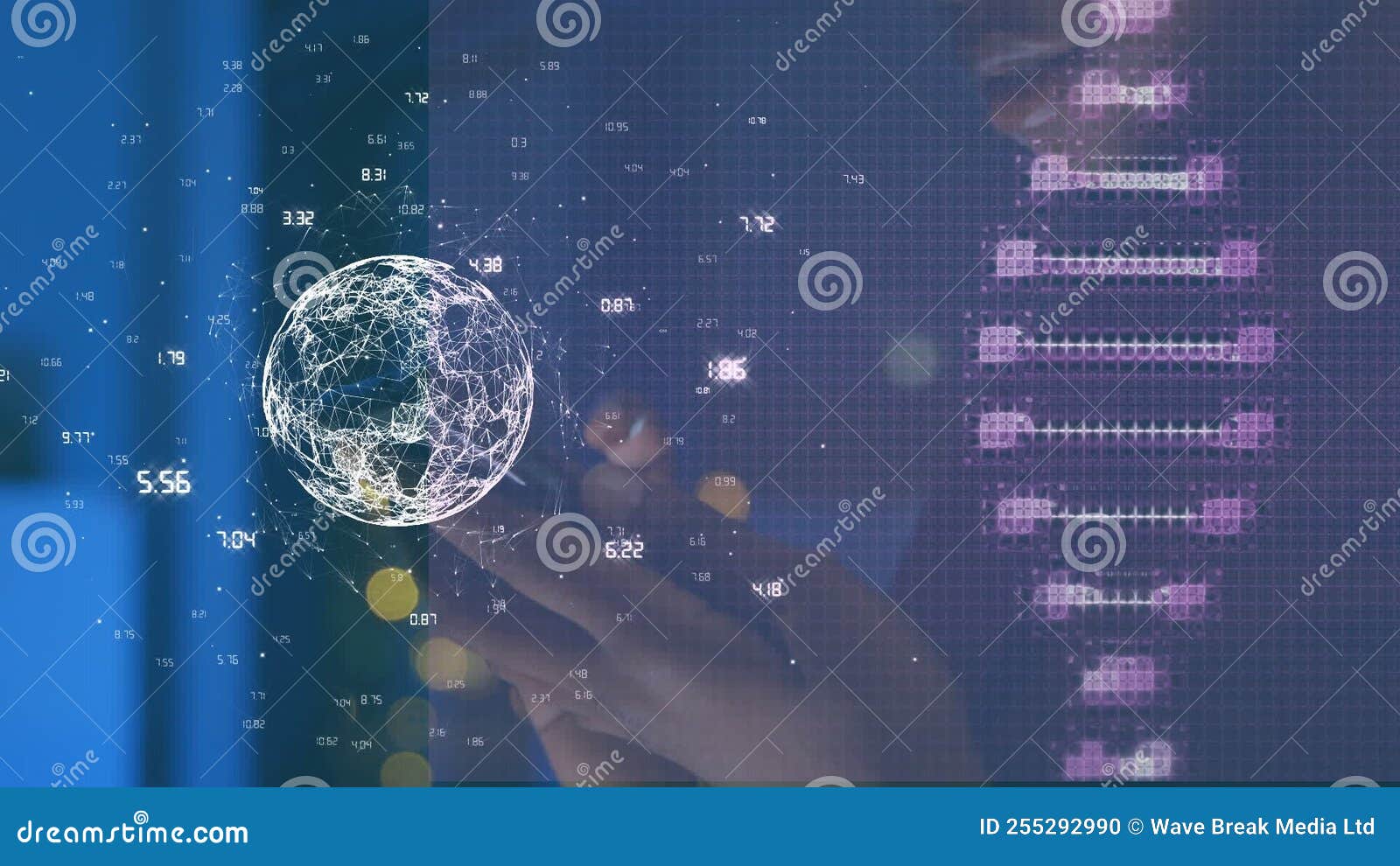 Animation of Globe with Network of Connections Over Red Particles and ...