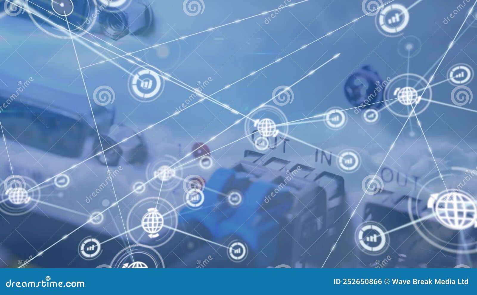 Animation of Globe Network Icons Connecting with Lines Against Computer ...